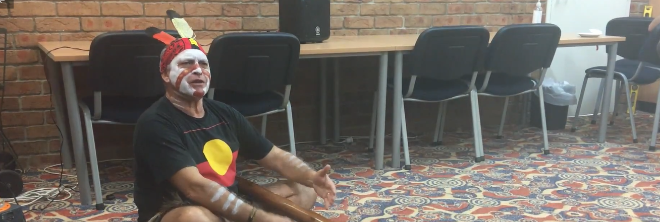 Uncle Perry playing the didgeridoo